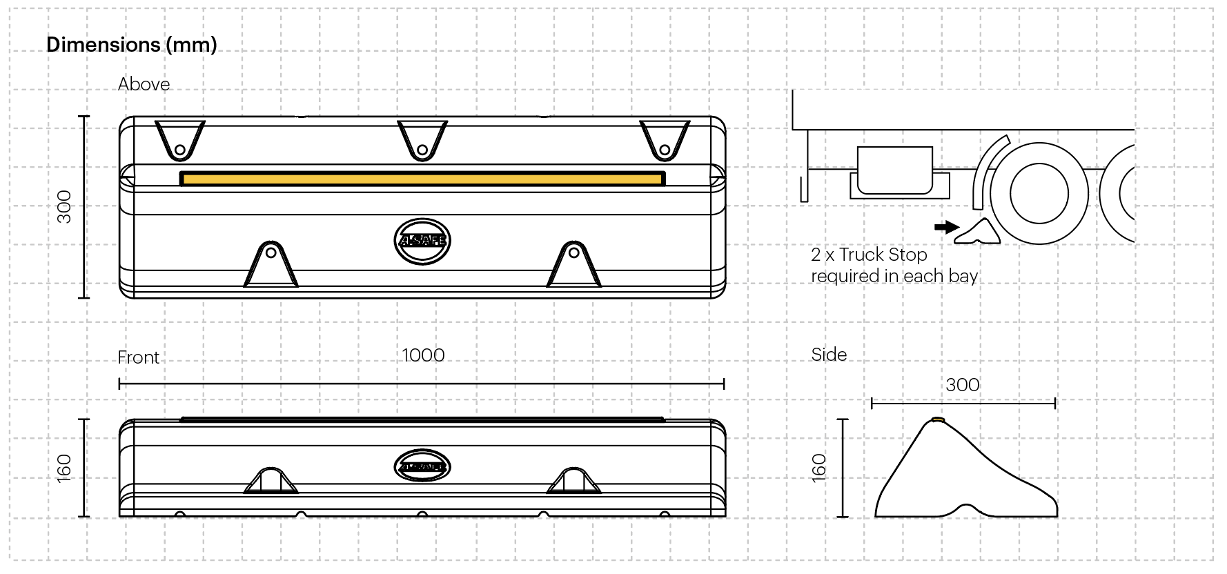 Rubber parking stops for trucks, lorries and HGVs | A-SAFE